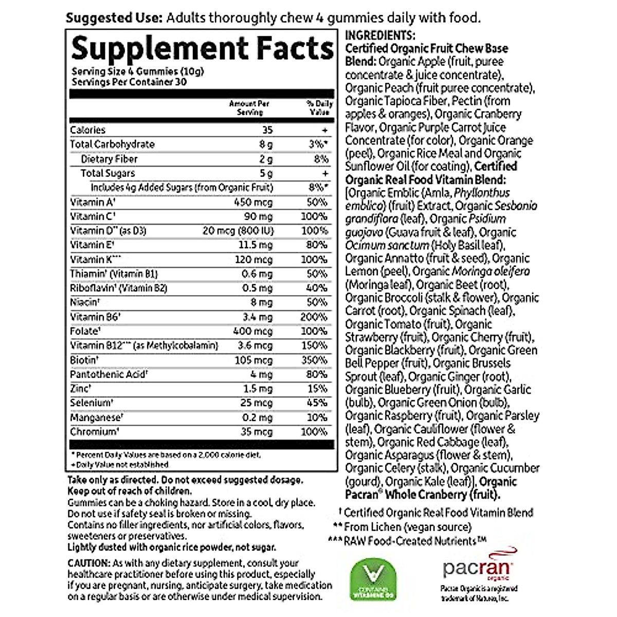 Garden of Life mykind Organics Women's Gummy Vitamins - Berry - Certified Organic, Non-GMO, Vegan, Kosher Complete Multi - Methyl B12, C & D3 - Gluten, Soy & Dairy Free, 120 Real Fruit Gummies