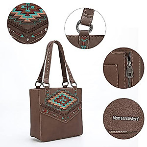Montana West Aztec Tote Western Handbags for Women Satchel Handbag Vegan Leather Purses Vegan Leather Hobo Shoulder Bag with Wallet MST-G1004WCF
