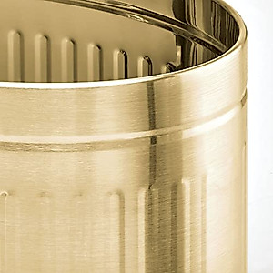 mDesign Slim Oval Steel Metal 2.25 Gallon/8.5 Liter Trash Can Wastebasket, Garbage Bin for Bathroom, Kitchen, Bedroom, Office - Hold Trash, Refuse, Garbage, Recycling, Oscar Collection, Soft Brass