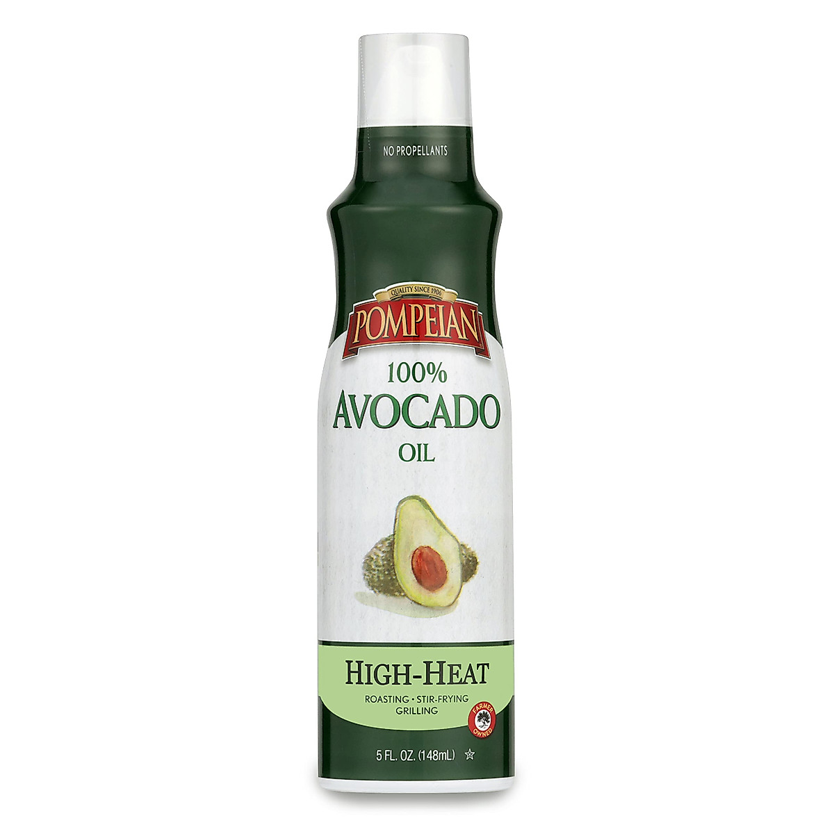 Pompeian 100% Avocado Oil Cooking Spray, Mildly Nutty Flavor, Perfect for High-Heat Cooking, Roasting and Stir-Frying, Naturally Gluten Free, Non-Allergenic, Non-GMO, No Propellant, 5 FL. OZ.