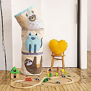 3 Sprouts Large Toy Storage Basket - Durable Kids & Baby Toy Bin with Handles for Toy Basket Storage, Round Hamper for Laundry in Nursery & Playroom, Llama