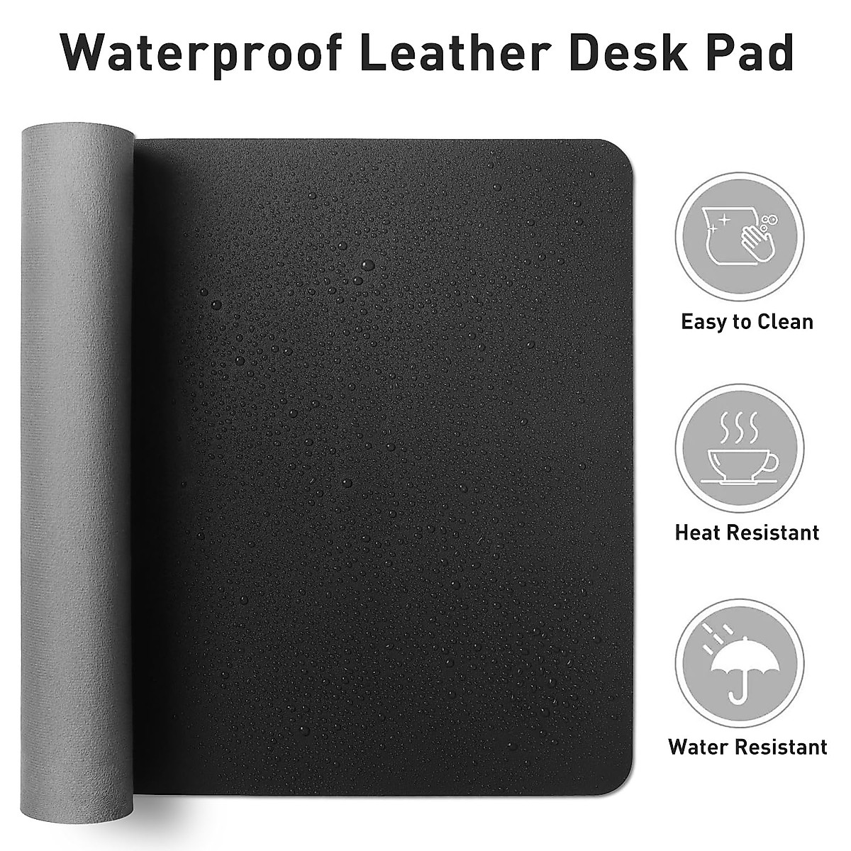Leather Desk Pad Protector,Mouse Pad,Office Desk Mat, Non-Slip PU Leather Desk Blotter,Laptop Desk Pad,Waterproof Desk Writing Pad for Office and Home (Black,31.5" x 15.7")