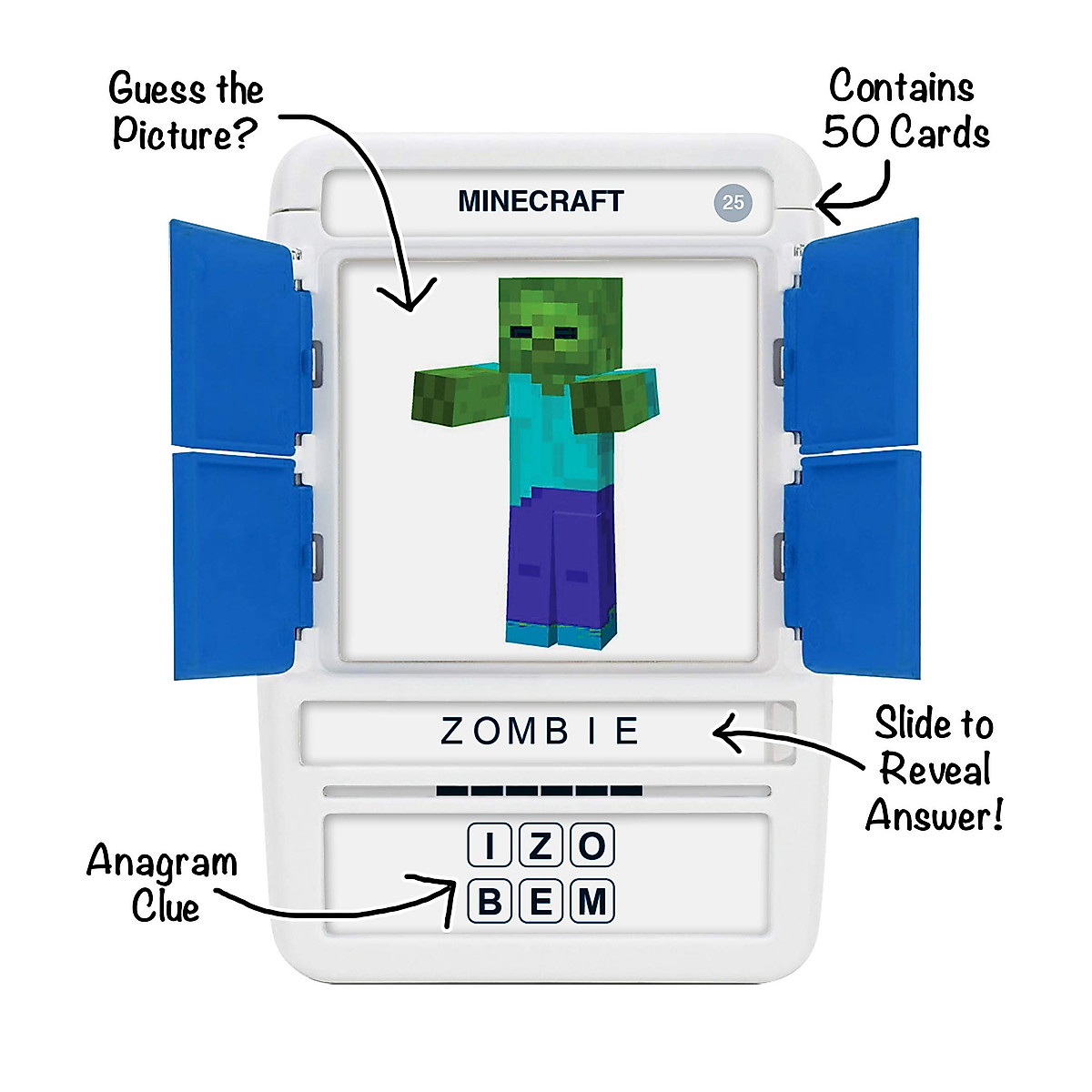 100 PICS Unofficial & Independent Minecraft Guide - Guess 100 Minecraft Items | Flash Cards with Slide Reveal Case | Card Game, Gift, Stocking Stuffer | for Kids and Adults | Ages 6+