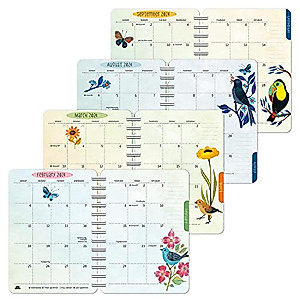 Geninne Zlatkis 2024 Weekly Planner: Birds of a Feather | Travel-Size 12-Month Calendar | Compact 5" x 7" | Flexible Cover, Wire-O Binding, Elastic Closure, Inner Pockets