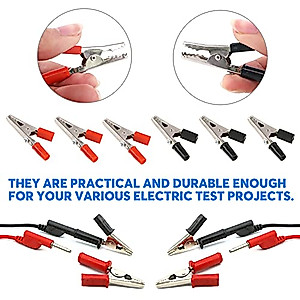 Glarks 60Pcs 53MM Insulated Alligator Clip Clamp Assortment Kit, Red Black Electrical Test Clamps with Plastic Hands for Electrical Testing