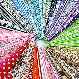 50pcs 4" x 4" (10cm x 10cm) Top Cotton Craft Fabric Bundle Squares Patchwork DIY Sewing Scrapbooking Quilting Floral Dot Pattern Artcraft 500cs Mix Color