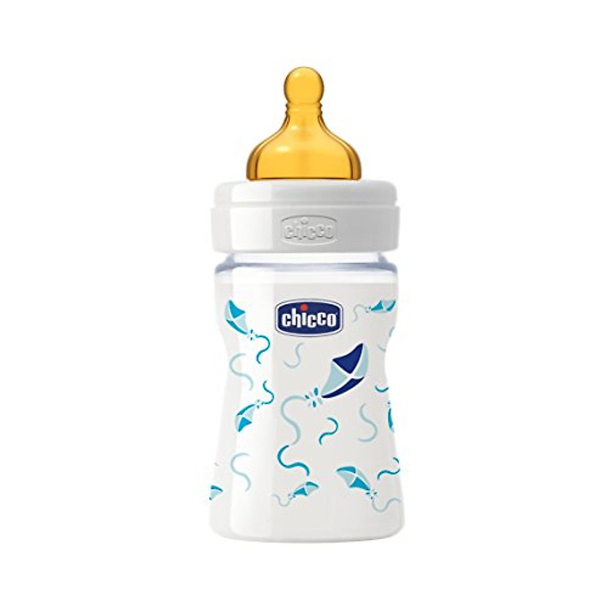 Chicco Feeding Bottle Well-Being 150ml Glass Decorated and Rubber Boy 0M +