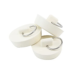 T Tulead 3PCS White Bath Plugs Rubber Drain Plugs Kitchen Drain Stopper Launry Sink Stopper Plug 1-3/8", 1-1/2", 1-5/8"