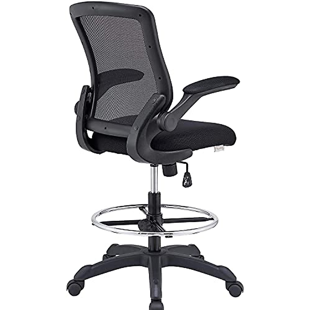 Modway Veer Reception Desk Flip-Up Arm Drafting Chair in Black