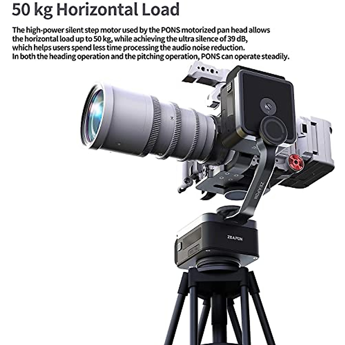 Zeapon PONS PT+ Battery + Charger Motorized Pan Head 2-Axis Gimbal Stabilizer for Cameras Slider 360 Degree Panoramic Shooting 50 kg Horizontal Load with Hidden 1/4 & 3/8 Screw Cap