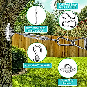 42Pcs Shade Sail Hardware Kit - 6 inch Heavy Duty Anti-Rust for Outdoor Triangle Rectangle Sun Shade Sail Installation, 304 Stainless Steel Awning Mounting Accessories for Patio Lawn and Garden