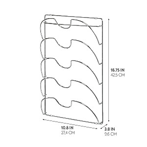 iDesign Classico Kitchen Cabinet Storage Rack for Pot, Pan Lids, 10.80" L x 3.83" W x 16.76" H, Chrome
