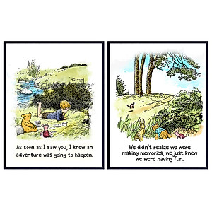 Nursery Wall Decor - Vintage Quotes Wall Art, Gift for Women - Baby shower Gifts - Toddler, Little Girl, Baby Boy, Kids Bedroom Decor - Christopher Robin, Piglet