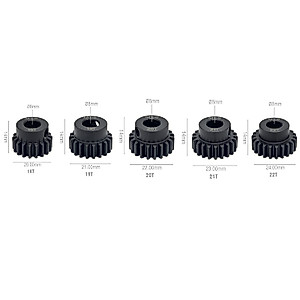 KingVal Replacement 5PCS M1 8mm 18T 19T 20T 21T 22T Steel Pinion Motor Gear Compatible with 1/5 RC Car Brushed Brushless Motor