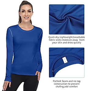 WANAYOU Women's Compression Shirt Dry Fit Long Sleeve Running Athletic T-Shirt Workout Tops (3 Pack(Black+White+Blue), Medium)