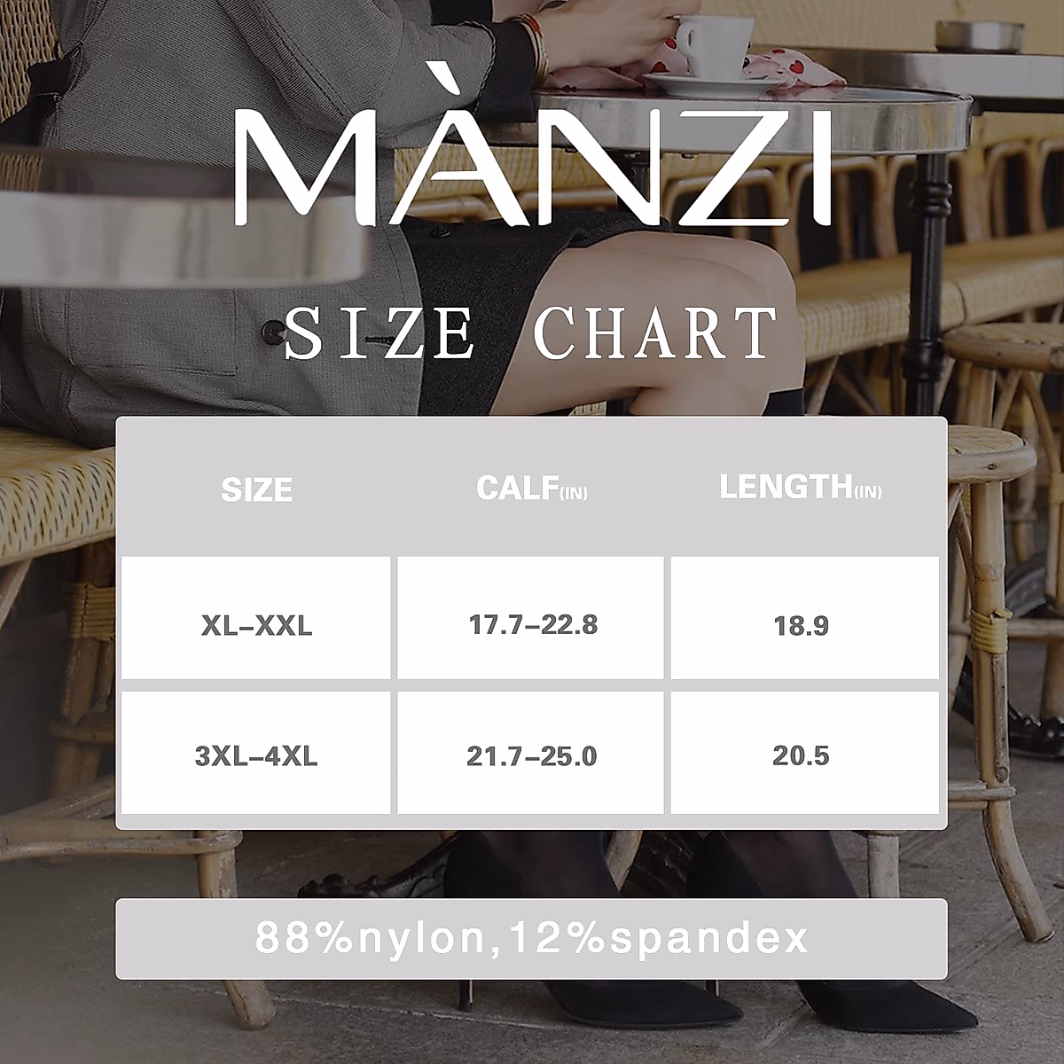 MANZI Plus Size Lady's Knee High Sheer Stockings for Women 6 Pairs Pack(Natural,XXXL-XXXXL)