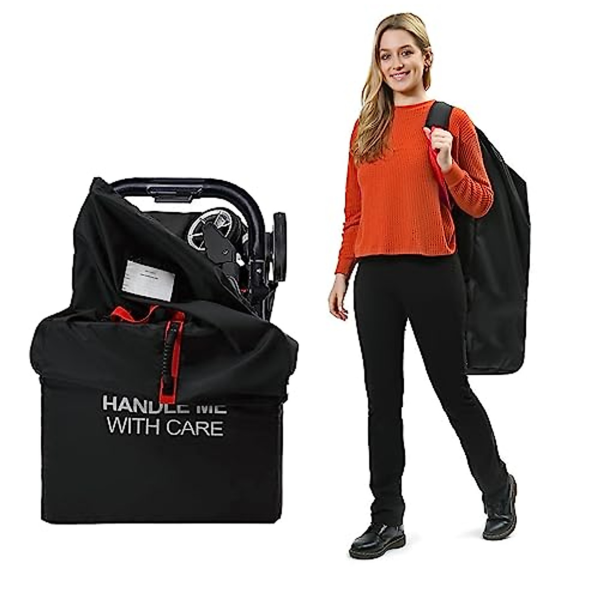 Reperkid Large Double Stroller Bag for Airplane Travel – Stroller Bag, Stroller Travel Bag, Stroller Bag for Airplane – Jogging Stroller - Black Sizeable and Water-Resistant Stroller Travel Bag with Adjustable Carry Straps