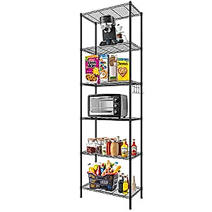 Himimi 6-Tier Wire Shelving Unit, Free Standing Shelf, Metal Storage Shelves, Heavy Duty Organizer Rack for Garage, Kitchen, Living Room, Bathroom, 21.26L x 11.42W x 62.99H, Black