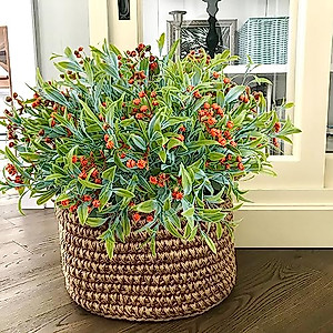 Phliofd 8 Bundles Artificial Flowers for Outdoor, UV Resistant Fake Plastic Flowers Plants Faux Flowers for Garden Window Box Office Home Bedroom Living Room Decor (Red)