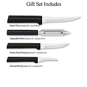 Rada Cutlery Meal Prep 4-Piece Paring Knife Gift Set – Stainless Steel Blades and Steel Resin Handles