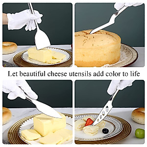 Berglander Cheese Knife Set of 5 for All Types of Cheese, Stainless Steel Cheese Cutter Slicer Ergonomic Design for Confortable Grip and Cut, Butter Spreader Knife