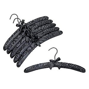 Only Hangers Black Satin Padded Hangers - Pack of (6)