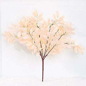 Sunnyskar Flower 9 Fork Green Jujube Leaf Green Artificial Leaves Wedding Home Party Decorations Craft Artificial Flowers Artificial Plants - (Color: Champagne)