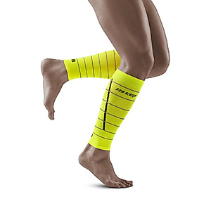 CEP Reflective Calf Sleeves, Neon Yellow, Men, III