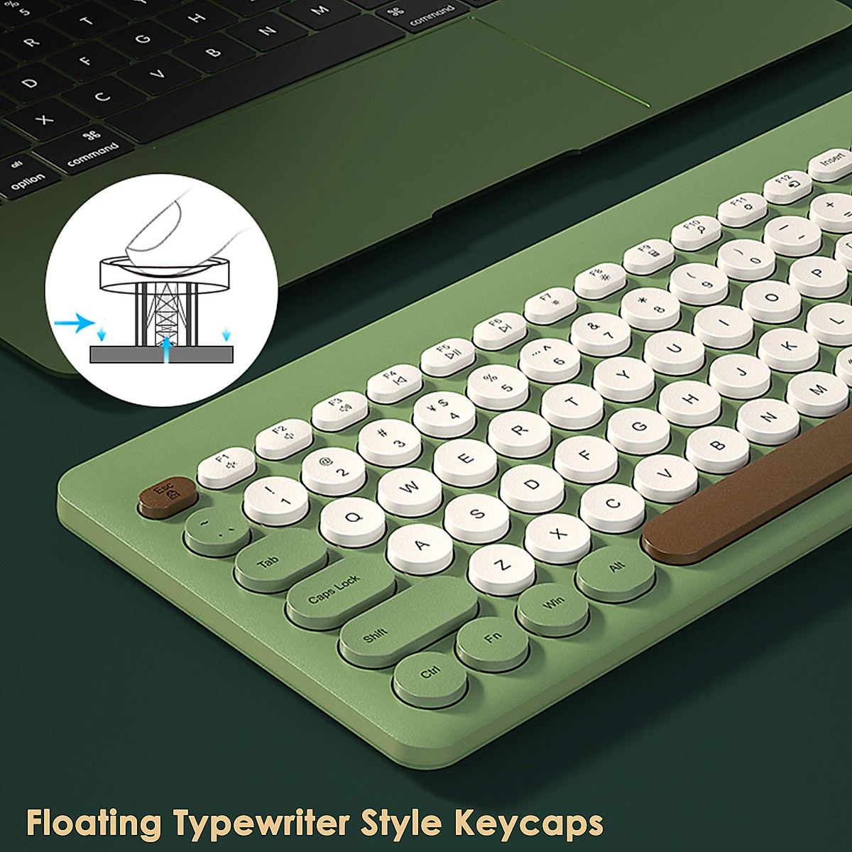 Wireless Keyboard and Mouse Combo, Superbcco 2.4GHz USB Cordless Computer Keyboard with Numeric Keypad, Quiet Click, Round Keys, Slim for Desktop/PC/Laptop/Surface/Windows OS (Chocolate Green)