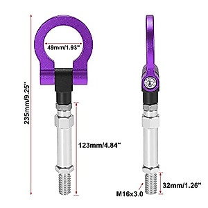 X AUTOHAUX Purple Aluminum Alloy Front Bumper Trailer Ring Eye Towing Tow Hook Screw for Volkswagen Golf GTI