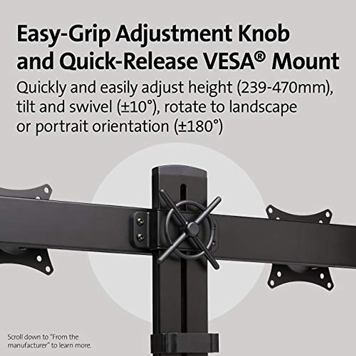 Kensington Dual Monitor Mount for Desk, C-clamp Vesa Monitor Stand Fits 2 Ultrawide Monitors Up to 27 Inches, Low Profile Monitor Stand, Height Adjustable Rotating Free Standing Monitor Arm, Black