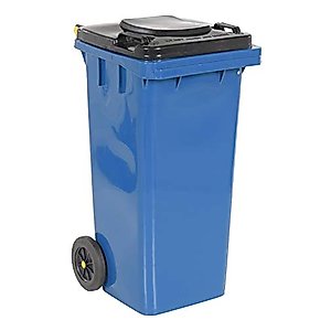 Vestil TH-32-BLU Trash Can, Polyethylene, 18-1/2" Width, 37-1/2" Height, 22" Depth, 32 gallon Capacity, Blue