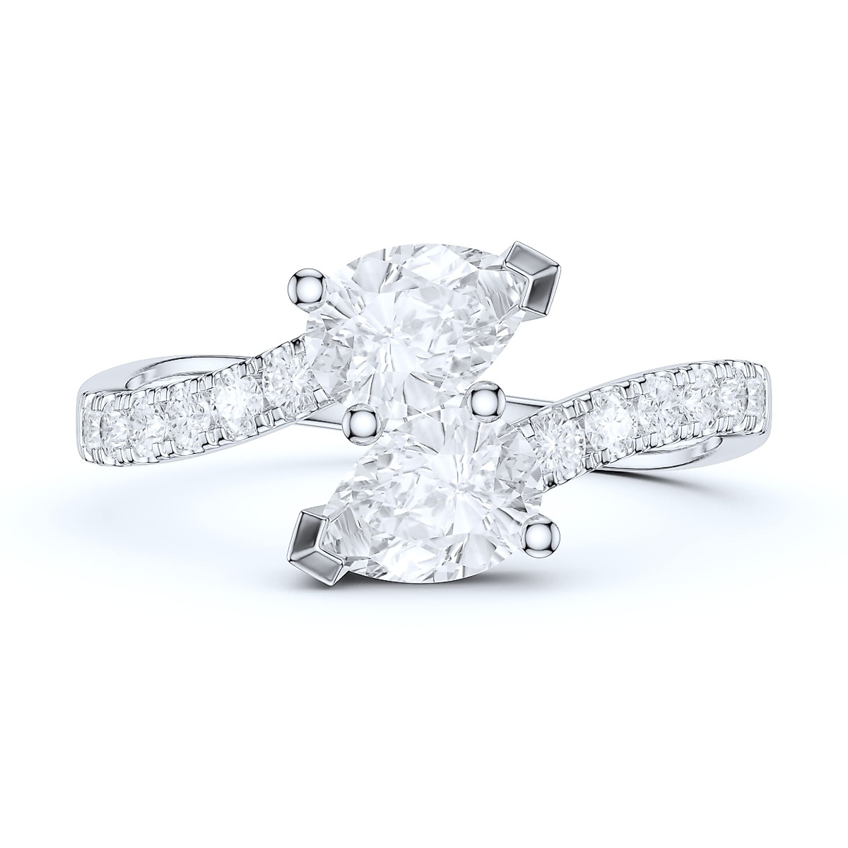 PRSTANI Real 10K White Gold Twisted Snakes Like Simulated Pear-Shaped Diamond Ring For Women (7)