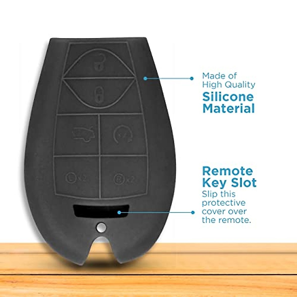 Keyless2Go Replacement for New Silicone Cover Protective Case for Select Dodge Chrysler Jeep Remote Key Fobiks - Black