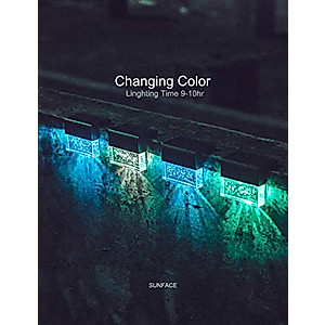 SUNFACESolar Deck Lights Fence Post Lights Outdoor Lighting Garden Decorative - Permanent On All Night (6Pack)