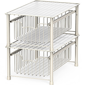 Simple Houseware Stackable Basket Drawer, White