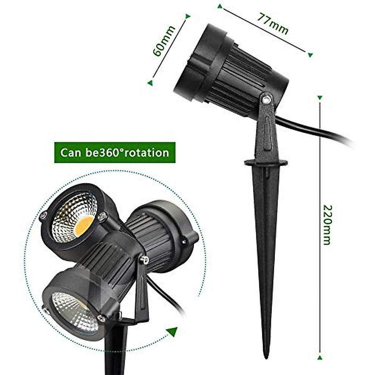 Z LED Landscape Lights,5W Outdoor Pathway Garden Yard Spotlight,IP65 Waterproof Garden Floodlight,Outdoor Spotlight with Stake,UL Cord 5-ft with Plug 3500K Warm White(Pack of 4)
