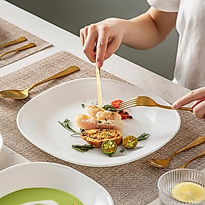 MALACASA Plates and Bowls Set for 12, Opal Glass Dinnerware Sets Chip Resistant, 36-Piece White Square Dinner Set with Plates, Dishes and Bowls, Dish Set Microwave Safe, Series Esmer