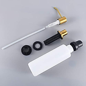 TINAGO Built in Soap Dispenser for Kitchen Sink with 17oz Bottle, Stainless Steel Brushed Gold Stand Hand Pump Head