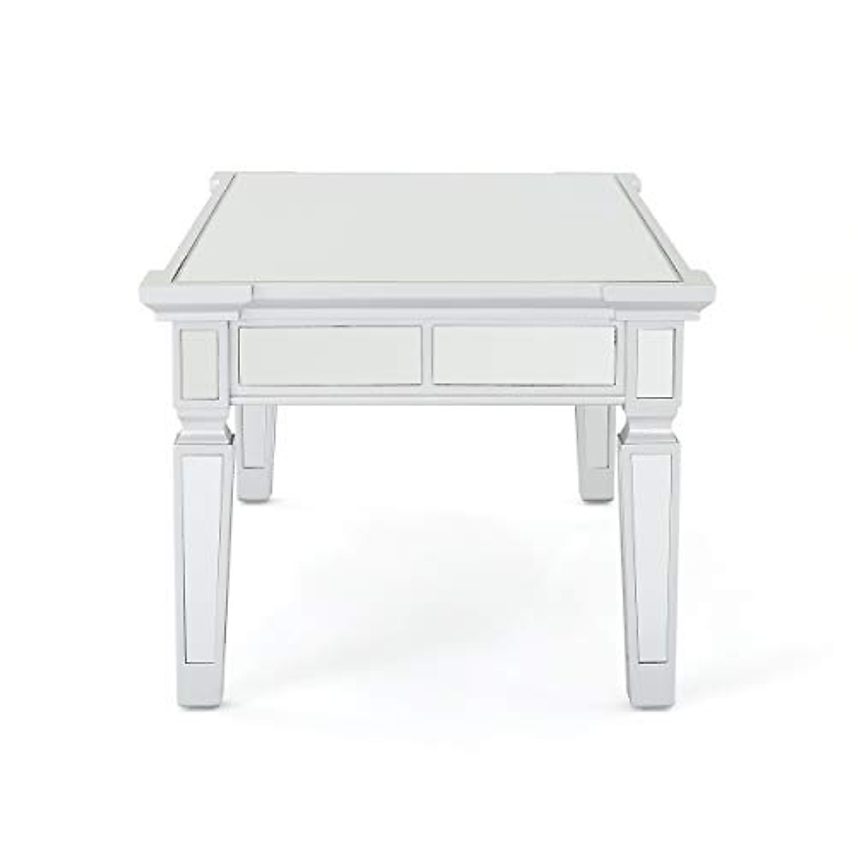 Christopher Knight Home Solanna Mirror Finished Faux Wood Coffee Table, Clear / Mirror White, 23 in x 42.15 in x 18.25 in