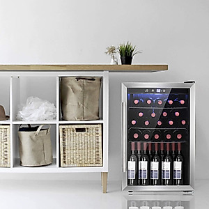 Antarctic Star Wine Cooler/Cabinet Refrigerator Fridge, 36 Bottle Freestanding Wine Chiller with Stainless Steel, Double-Layer Glass Door Touch Screen for Home Office/Bar,4.4Cu.Ft.