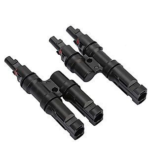 FTVOGUE 1 Pair T Type Branch Solar Panel Adapter 2 in 1 Parallel Connector Cable Splitter