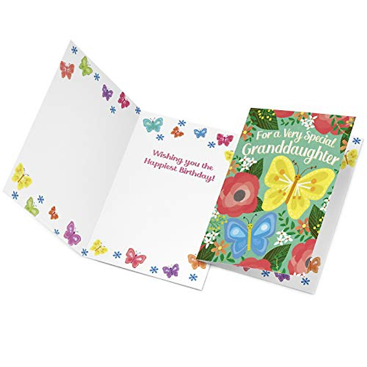 Tiny Expressions - Granddaughter Birthday Card with Yellow A7 Envelope Included | Beautiful Butterfly Illustrations Suitable for All Ages | Interior Images & Message with Room to Write Your Own