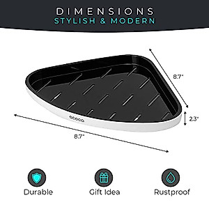 Bathroom Floating Organizer Corner Shower Caddy Shelf. Wall Mount With Extra Strong Self Adhesive, No Drilling, Easy Drainage and Rustproof. (White/Black)