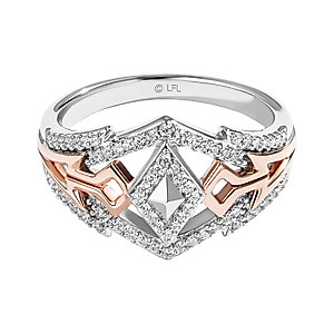 Jewelili Star Wars™ Fine Jewelry Ahsoka Tano™ Women's Ring 1/4 Ct.Tw. Diamonds, Sterling Silver and 10K Rose Gold
