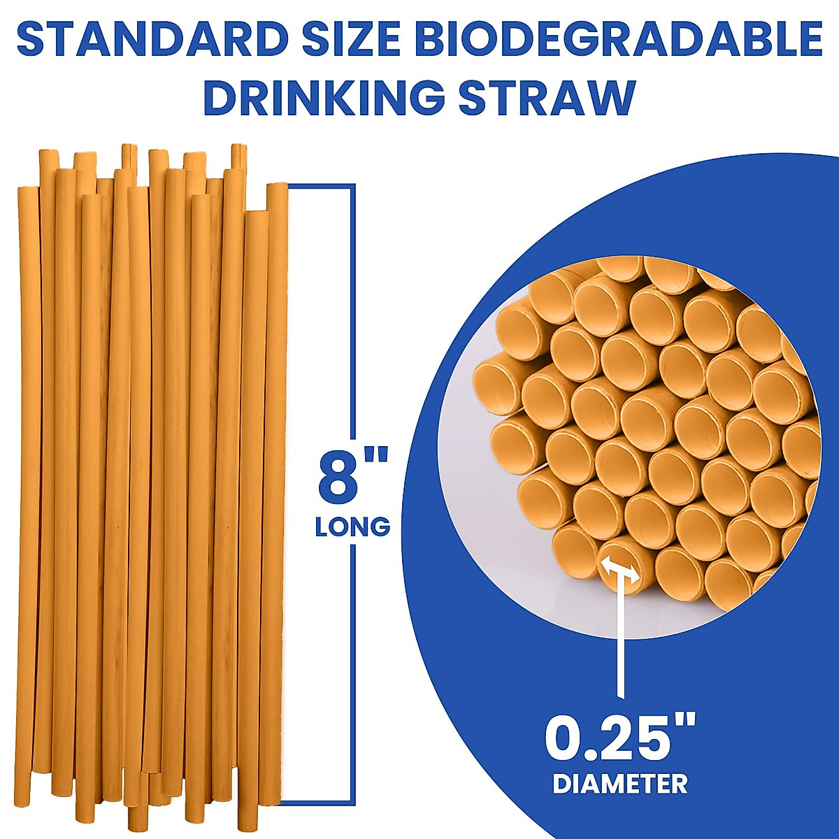 Vallo Compostable Drinking Straws - 100% Biodegradable, Recyclable, Non-Soggy, Suitable for Hot and Cold Drinks, Eco-friendly Sugarcane Material, NOT Paper, 8" Standard Size - 100 Count