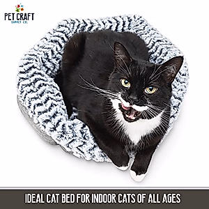 Pet Craft Supply Soho Round Cat Bed For Indoor Cats, Ultra Soft Plush, Memory Foam, Machine Washable, Calming Cat Bed