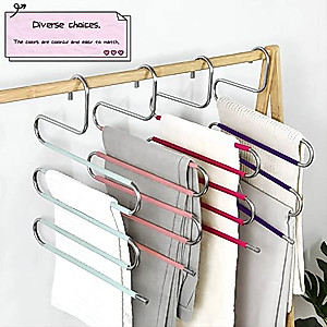 5 Pack Pants Hangers S-Shape Non-Slip Space Saving Hangers Stainless Steel Clothes Hangers Closet Organizer for Scarf Pants Hanging Jeans Towels