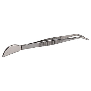 TOPINCN Bonsai Tweezers, Stainless Steel Long Plant Tweezers with Moon Spatula Head, Home Garden Potted Loosening Soil Plan Grass (Bent)