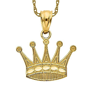 IceCarats 14K Yellow Gold Royal Princess Crown Necklace Charm Pendant 18mm x 15mm Only